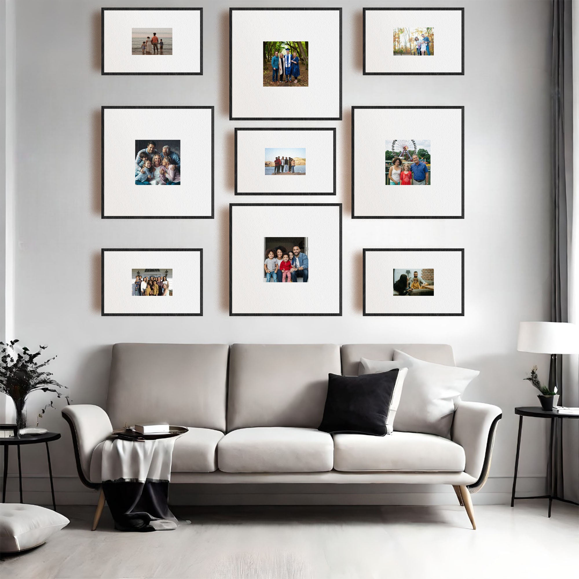 Custom Framed Family Photo Gallery Wall, Family Wall Set, MEGA Set of 9 ...