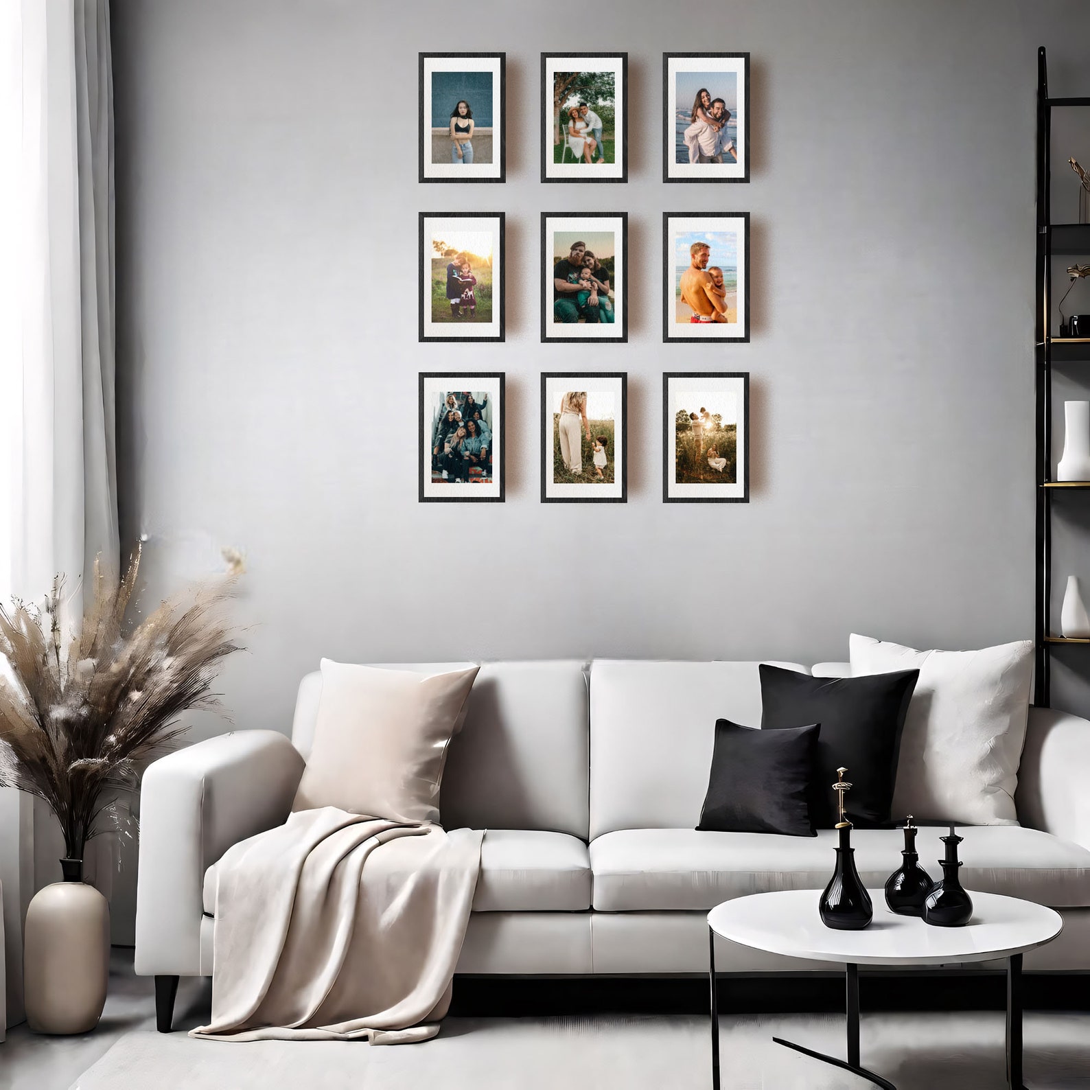 Customizable Family Photo Gallery Wall, Black Frame Gallery Wall, 8x12 ...