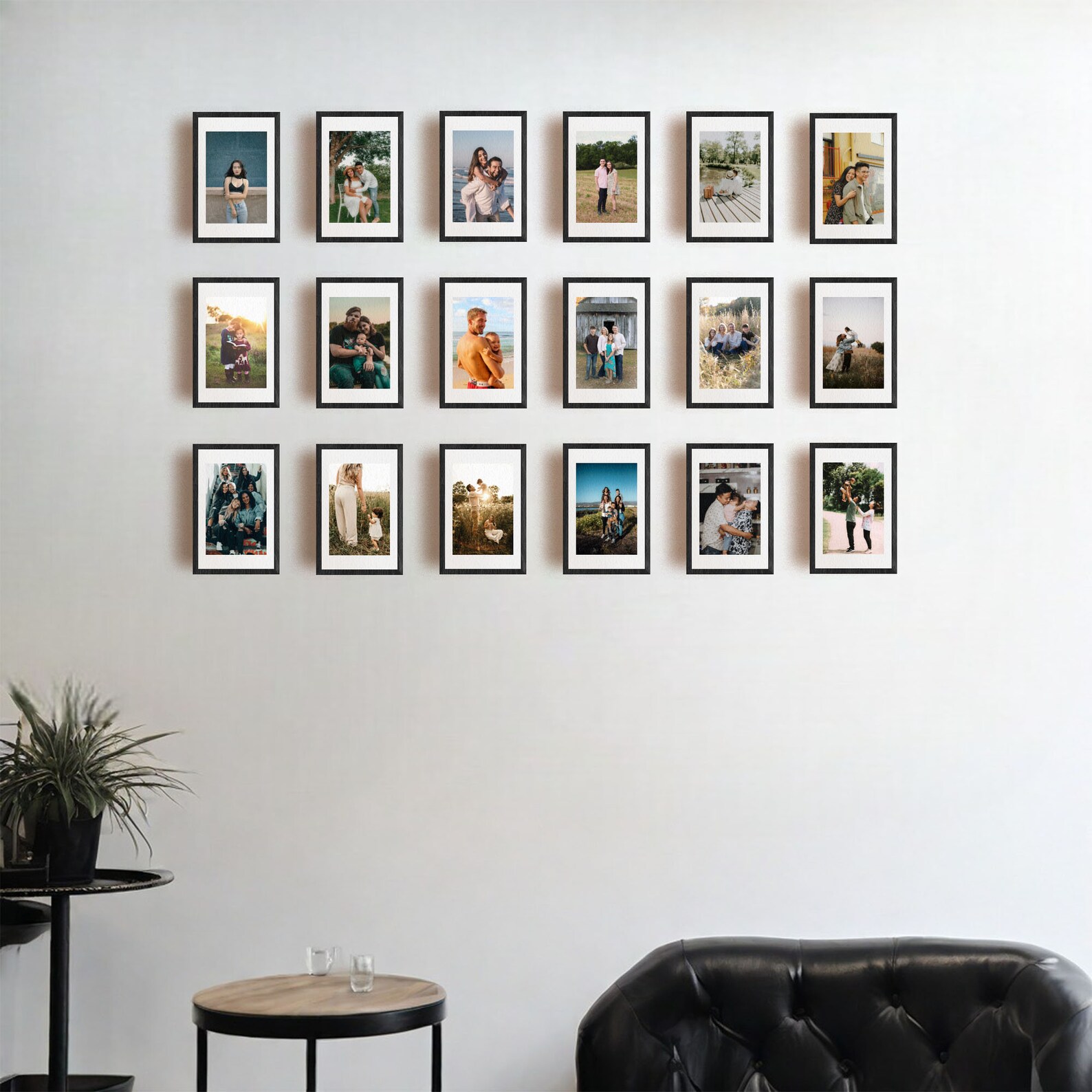 Customizable Family Photo Gallery Wall, Black Frame Gallery Wall, 8x12 ...
