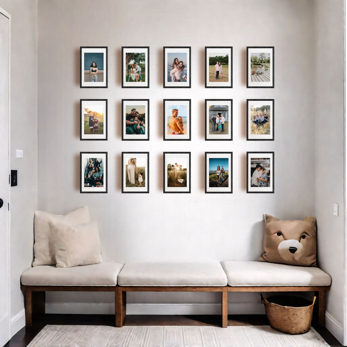 Customizable Family Photo Gallery Wall, Black Frame Gallery Wall, 8x12 ...