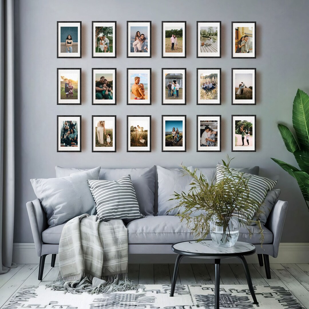 Customizable Family Photo Gallery Wall, Black Frame Gallery Wall, 8x12 ...
