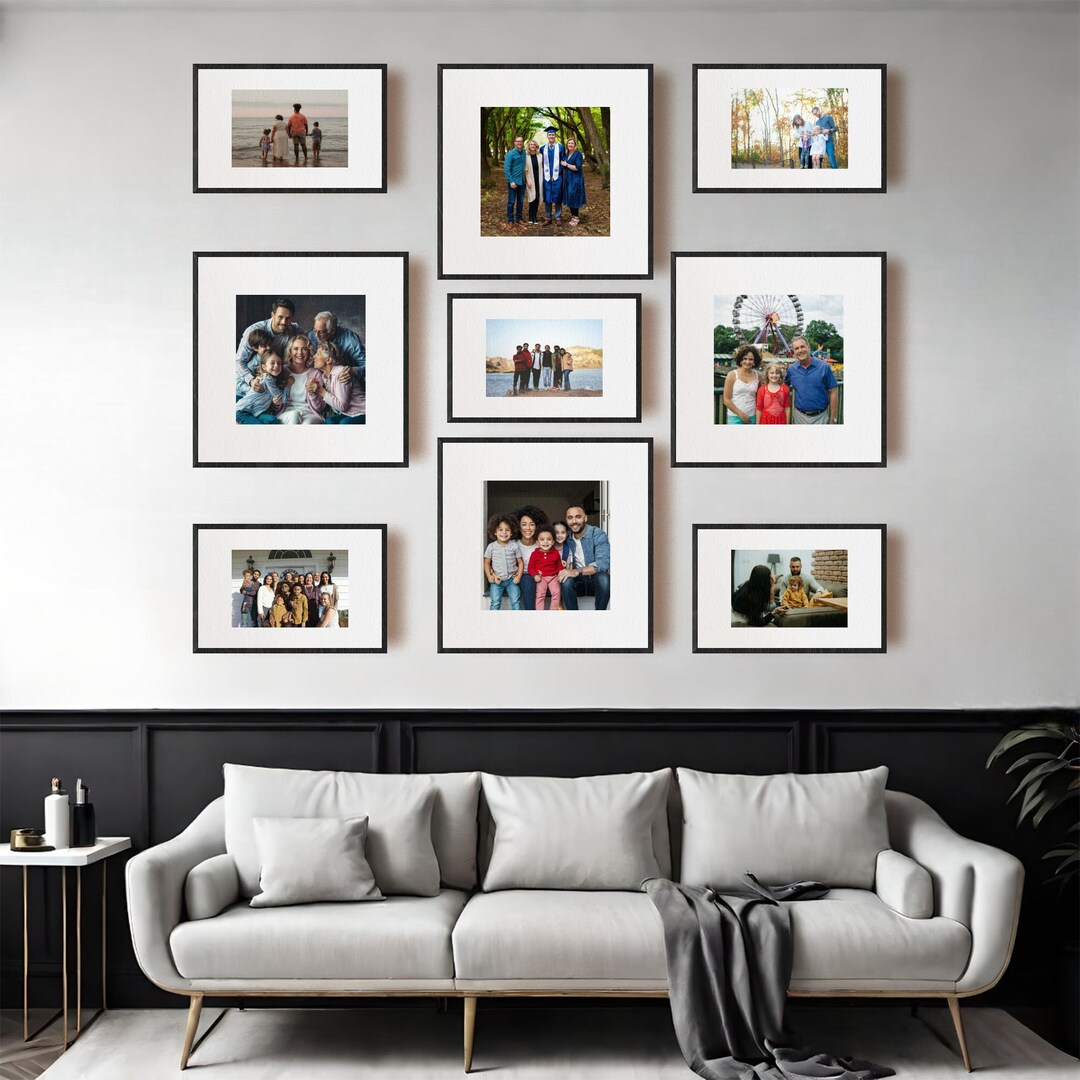 Custom Framed Family Photo Gallery Wall, Family Wall Set, MEGA Set of 9 ...