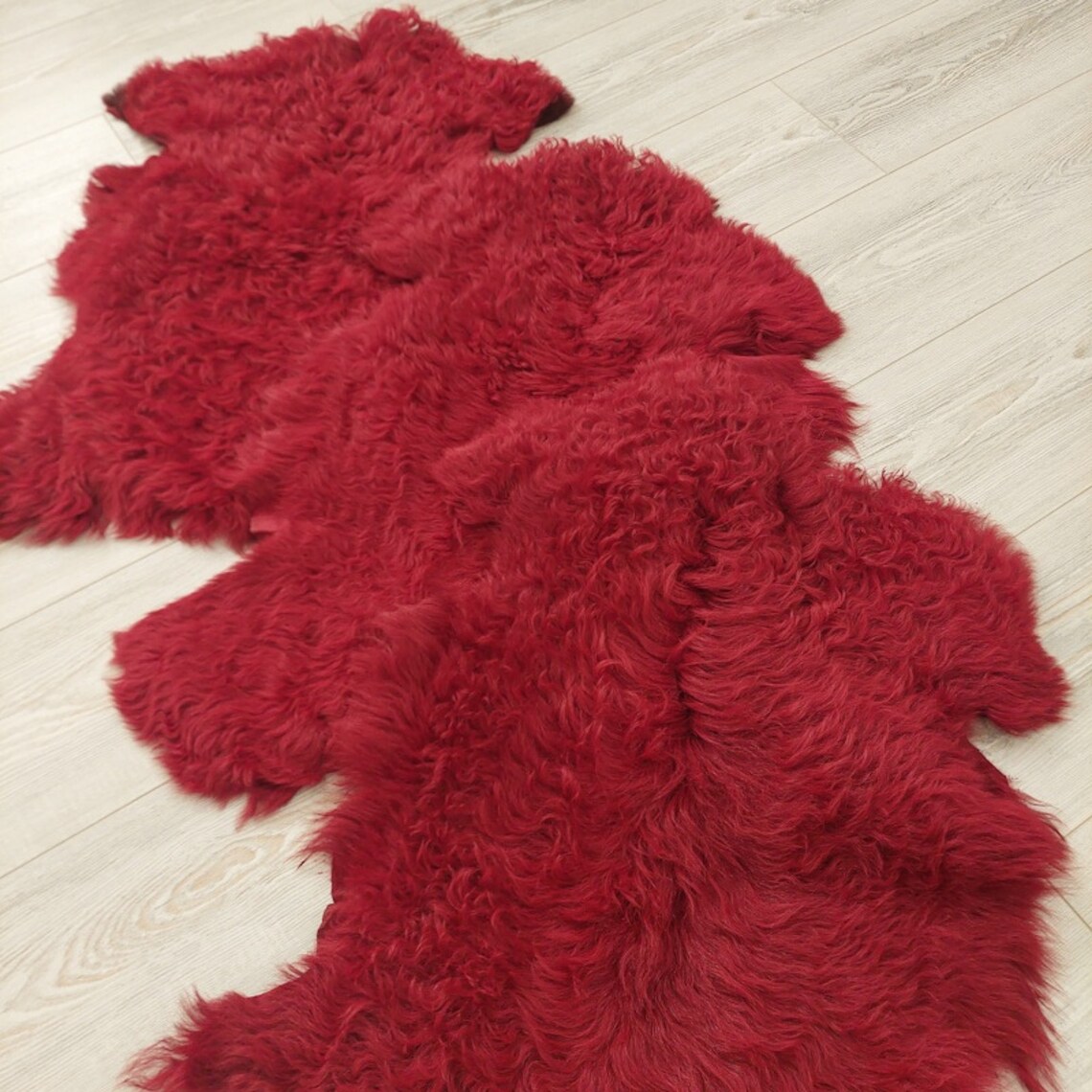 Luxury Red Curly Tigrado Sheepskin, Genuine Sheepskin Leather, Collar ...