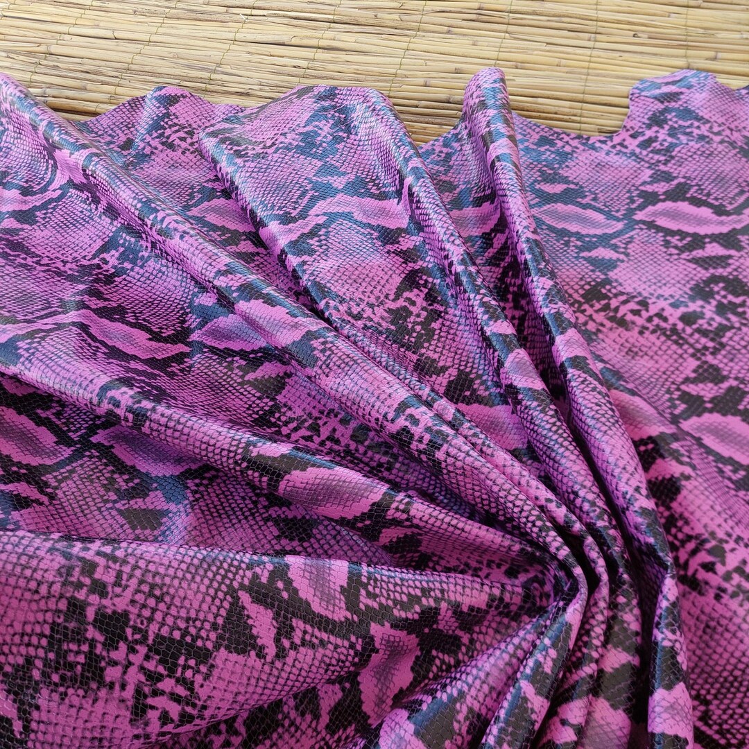 Fuchsia Python Embossed Cowhide, Genuine Snake Print Calfskin, Cow ...