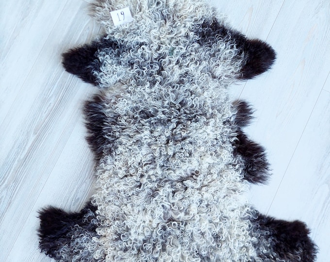 Genuine Tibetan Mongolian Curly Sheepskin Throw Rug, Soft Decorative ...
