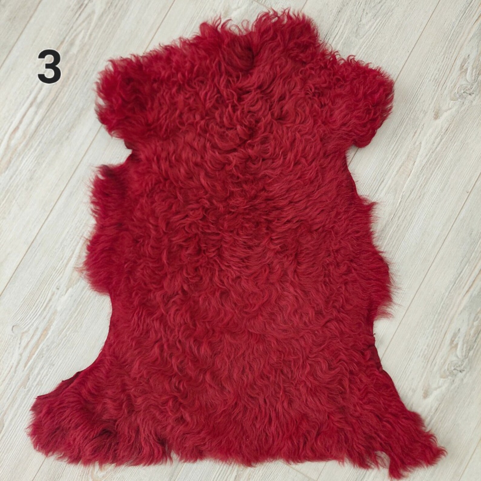 Luxury Red Curly Tigrado Sheepskin, Genuine Sheepskin Leather, Collar ...