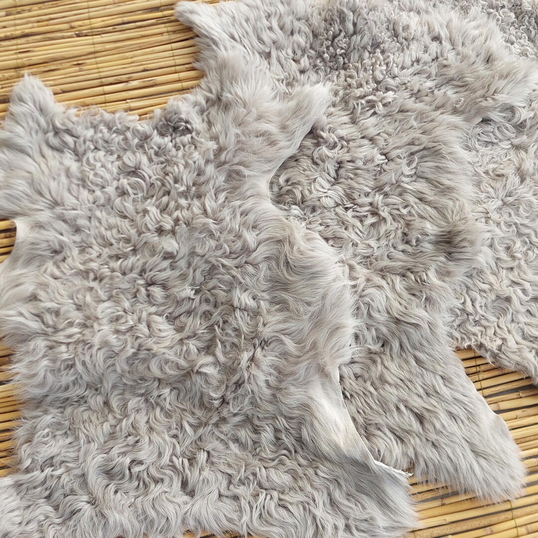 Genuine Luxury Gray Tigrado Curly Sheepskin Collar Fur, Clothing and ...