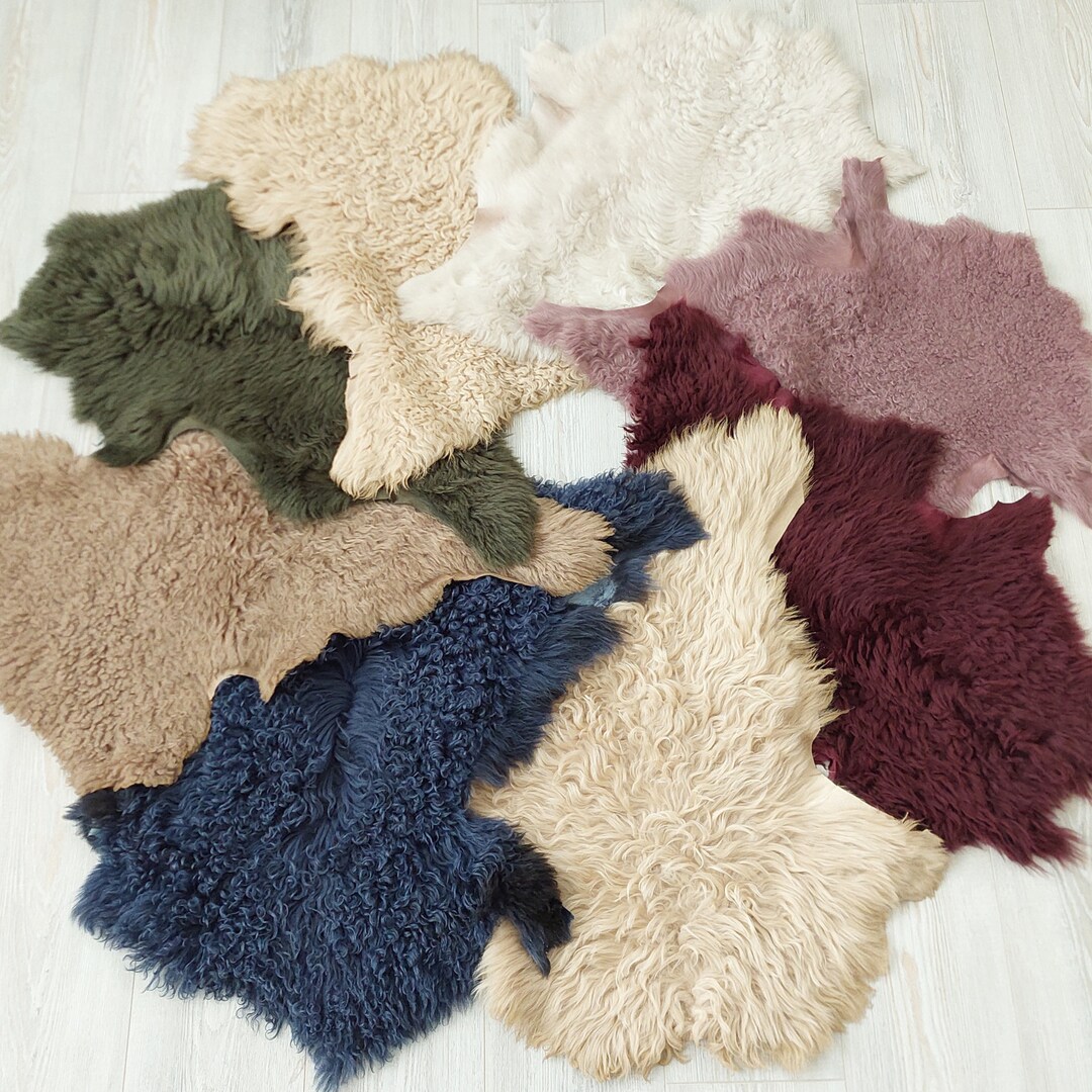 Natural Tigrado Curly Sheepskin Throw Rug, Shearling, Home Decore ...