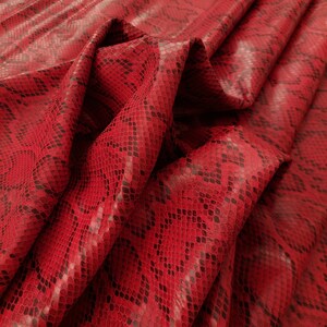 Exotic Red Python Print Calfskin Leather, 17-18 Sqft-genuine Animal ...