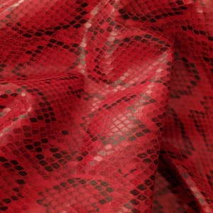 Exotic Red Python Print Calfskin Leather, 17-18 Sqft-genuine Animal ...