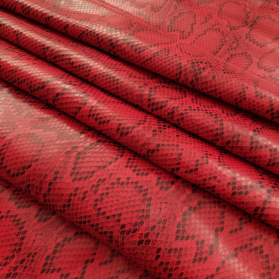 Exotic Red Python Print Calfskin Leather, 17-18 Sqft-genuine Animal ...