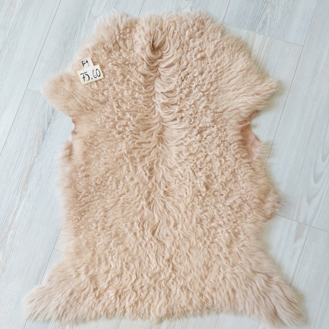 Genuine Powder Pink Curly Sheepskin Tigrado Throw Rug, Mothers Day Gift ...