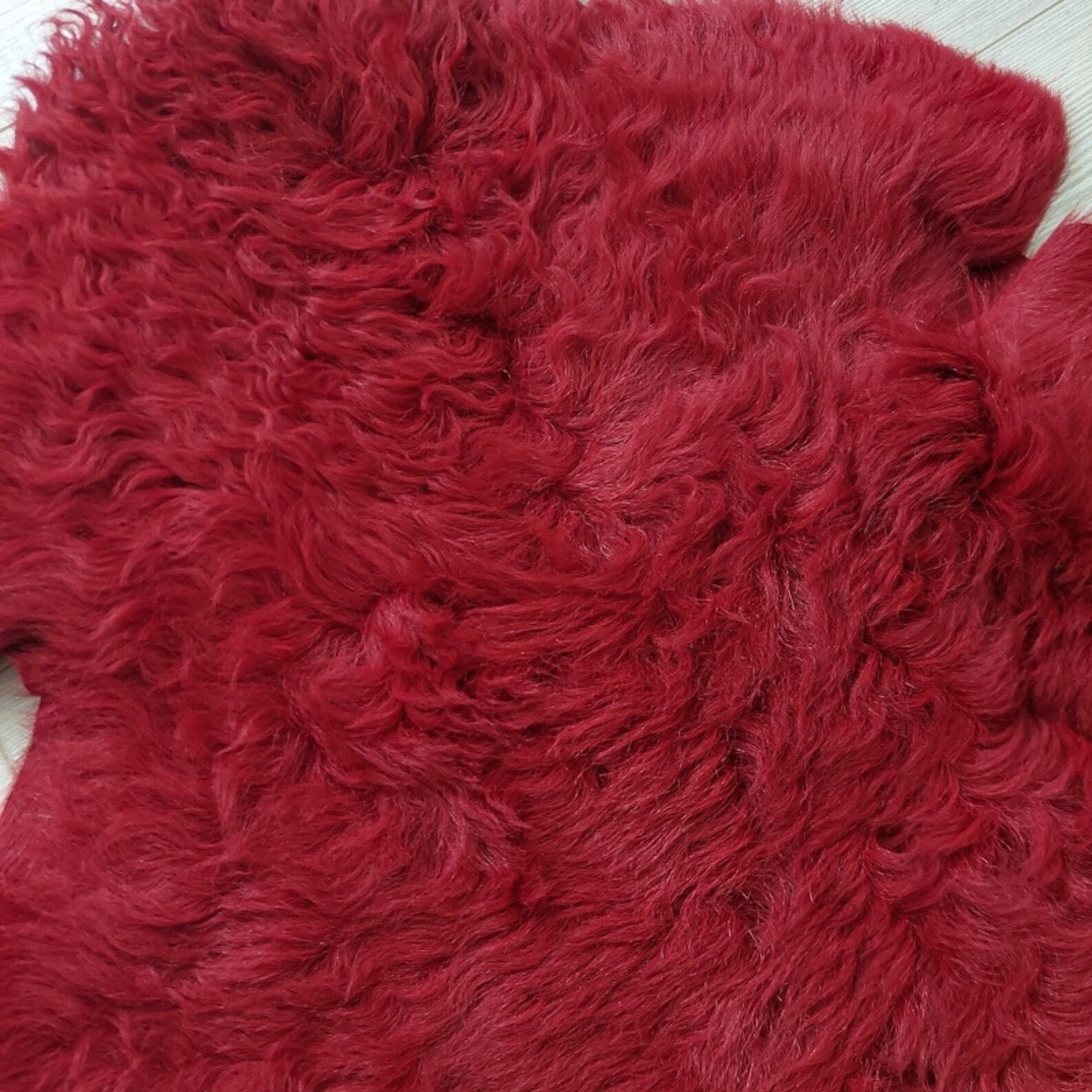 Luxury Red Curly Tigrado Sheepskin, Genuine Sheepskin Leather, Collar ...