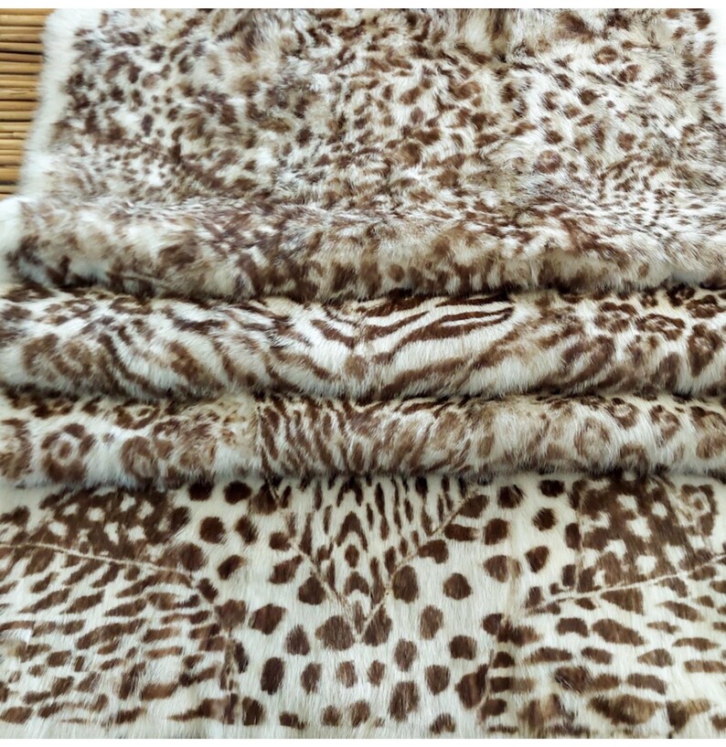 Snow Leopard Print Rabbit Fur Plate, Soft & Exotic Material for Sewing ...