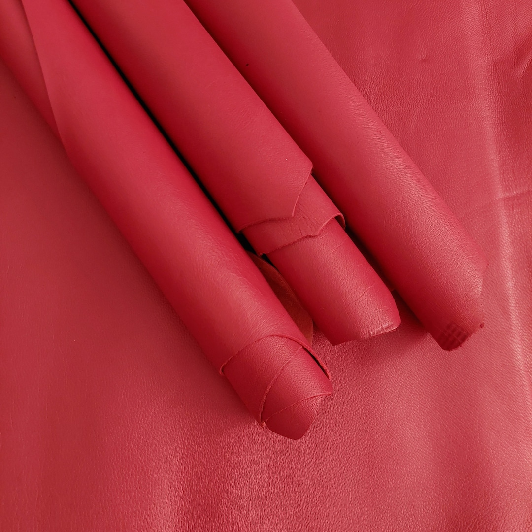 Genuine 2 Pcs Red Goatskin Hide, Thickn 0.6-0.8mm Goatskin, Natural ...