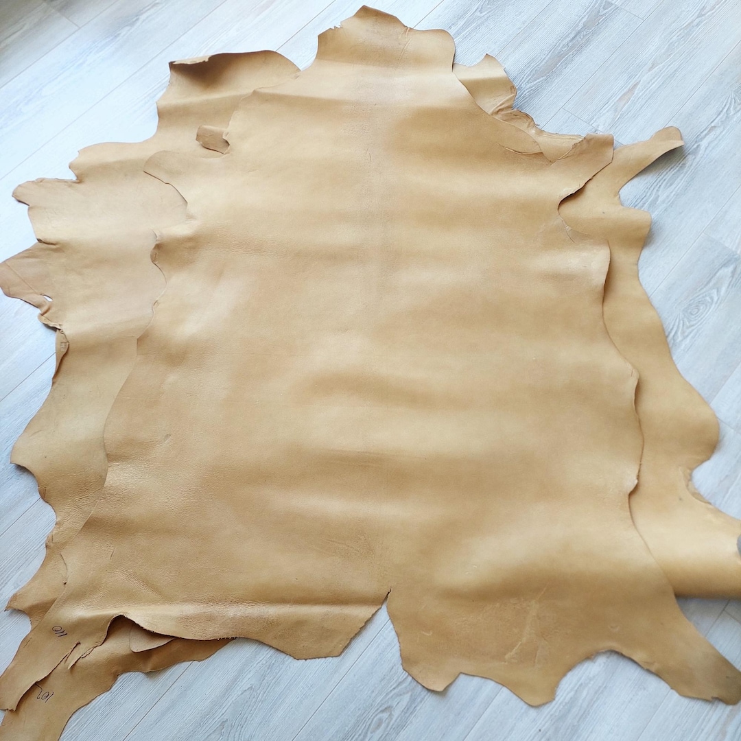 Vegetable Tanned Goatskin Leather: Natural Full Grain Hide (9-12 Sqft ...