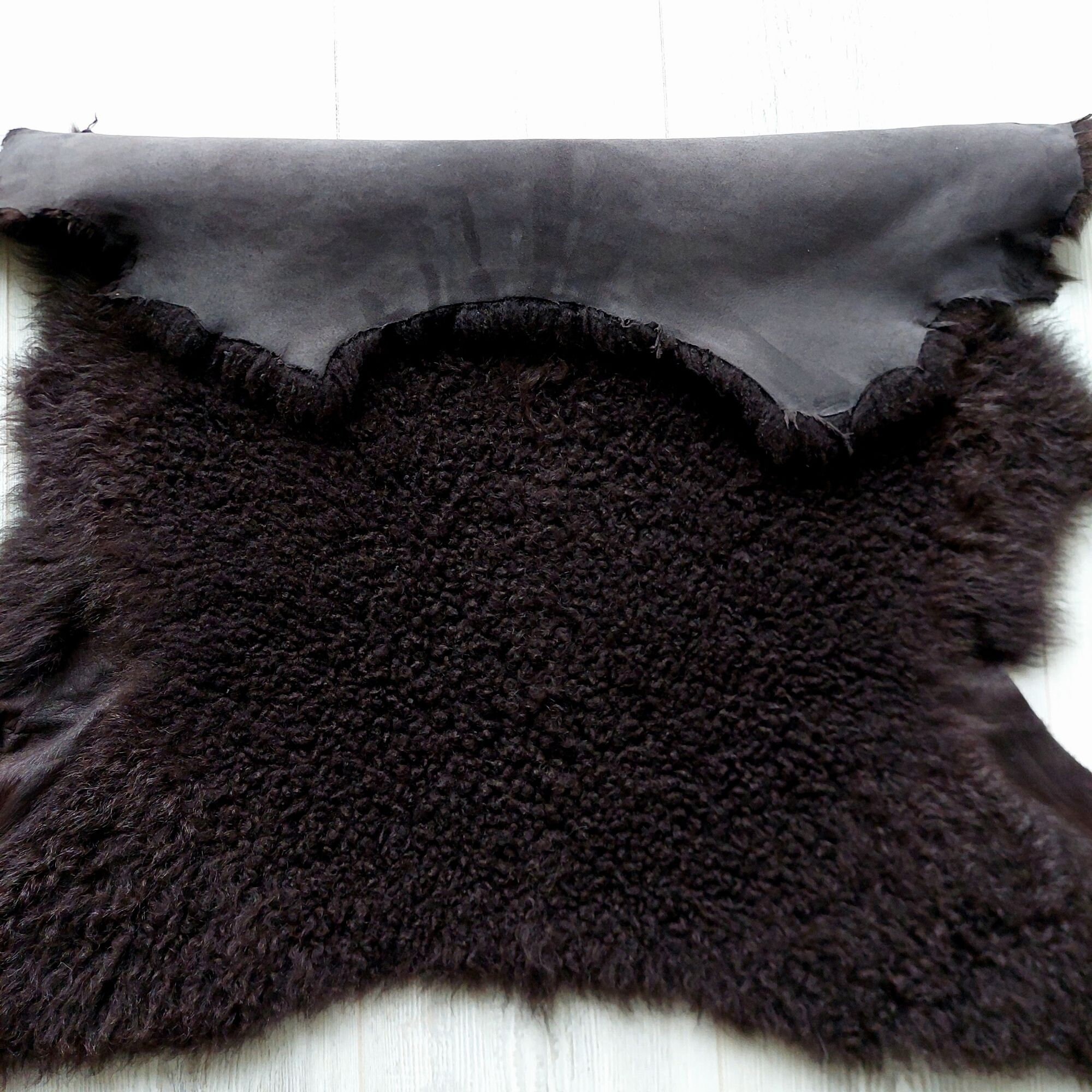 Luxury Dark Brown Curly Tigrado Sheepskin, Genuine Leather, Collar Fur ...