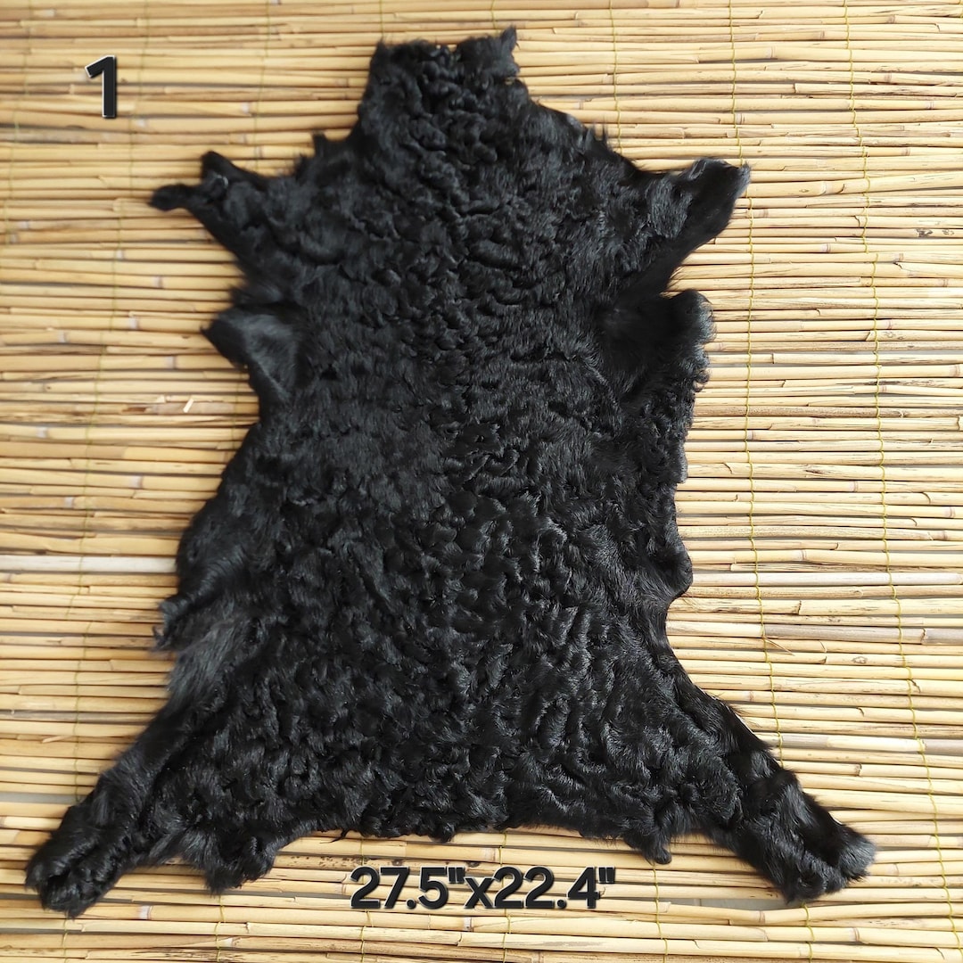 Genuine Black Astrakhan Lambskin Fur, Lux Karakul Swakara Lambskin ...