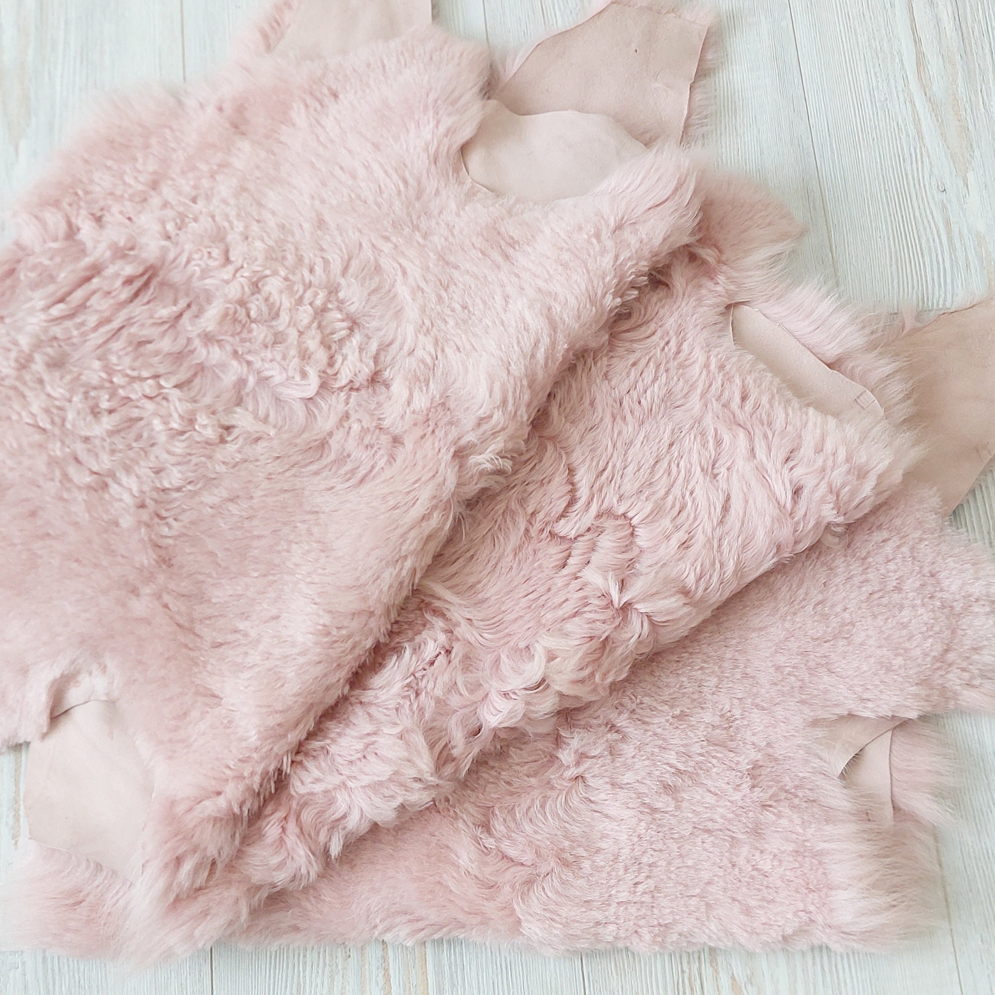 Genuine Pink Curly Sheepskin Tigrado Throw Rug, Super Soft Silky ...
