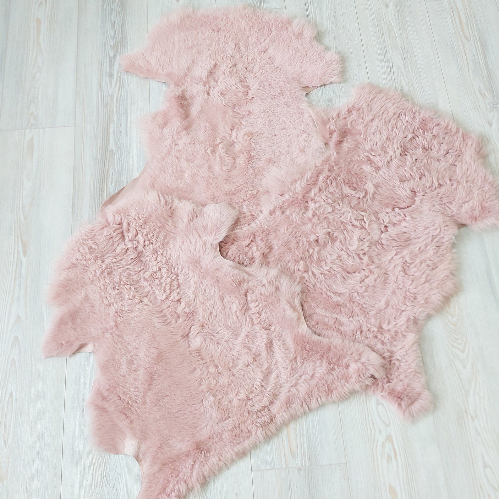 Genuine Pink Curly Sheepskin Tigrado Throw Rug, Super Soft Silky ...