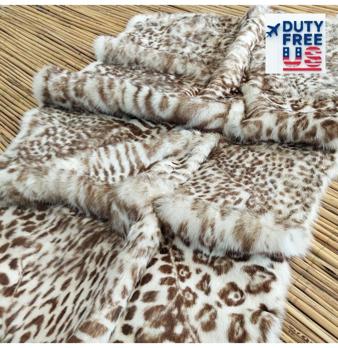 Snow Leopard Print Rabbit Fur Plate, Soft & Exotic Material for Sewing ...