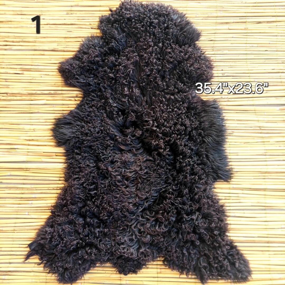 Genuine Brown Tigrado Curly Sheepskin Throw Rug, Collar Fur Sheepskin ...