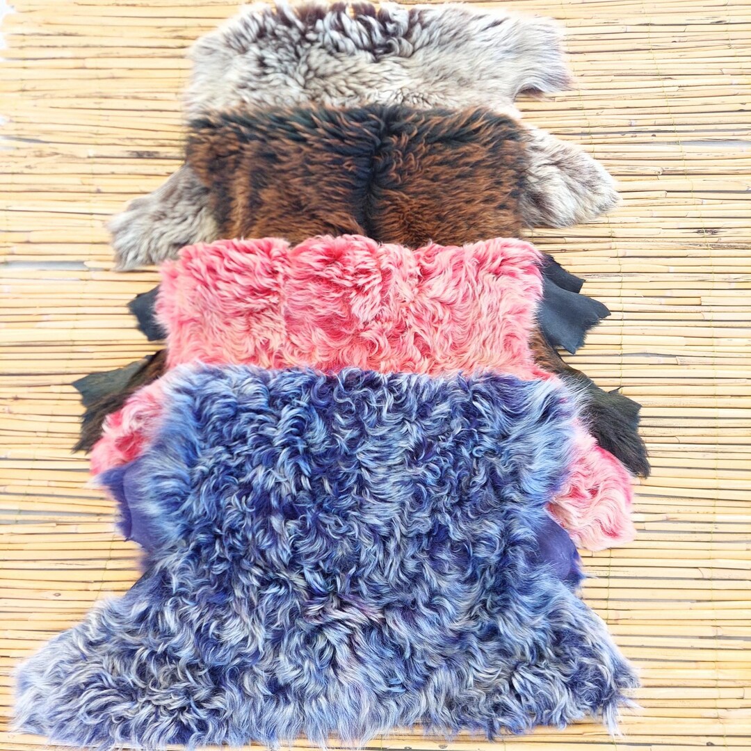 Genuine Two Tone Curly Natural Sheepskin Throw Rug, Luxury Shaded ...