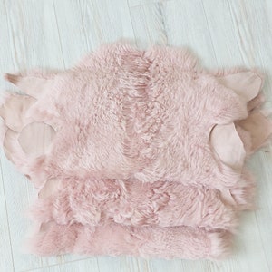 Genuine Pink Curly Sheepskin Tigrado Throw Rug, Super Soft Silky ...