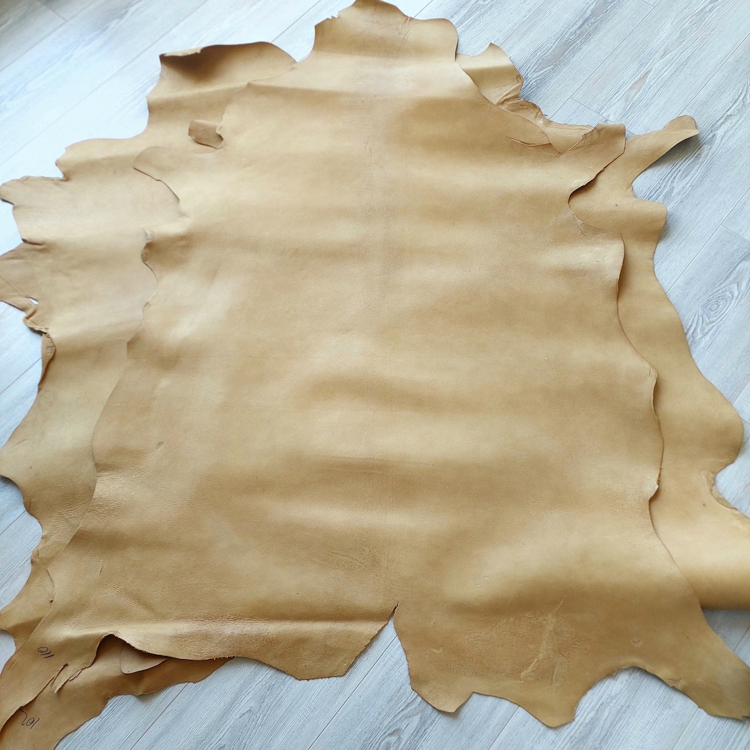 Vegetable Tanned Goatskin Leather: Natural Full Grain Hide (9-12 Sqft ...