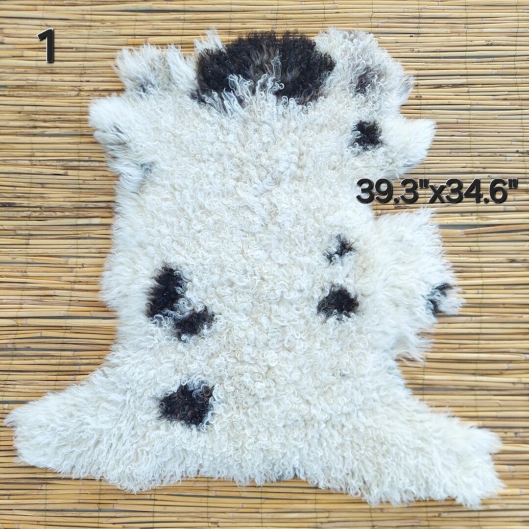 Mongolian Curly Sheepskin Throw Rug: Natural Home Decor Shearling - Etsy