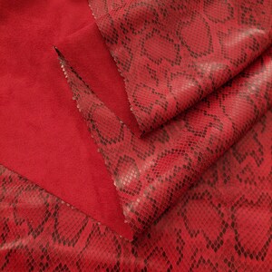 Exotic Red Python Print Calfskin Leather, 17-18 Sqft-genuine Animal ...
