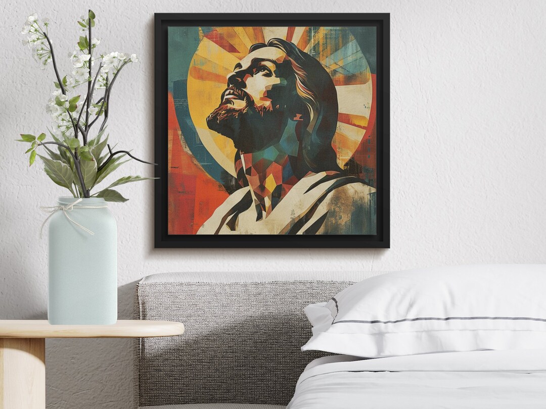 Abstract Jesus Art Print, Modern Religious Digital Wall Art, Christian ...