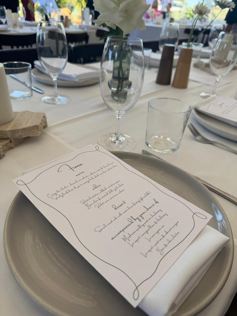 Wavy Border Wedding Menu Template, A5 Editable, Printable, Download - Etsy