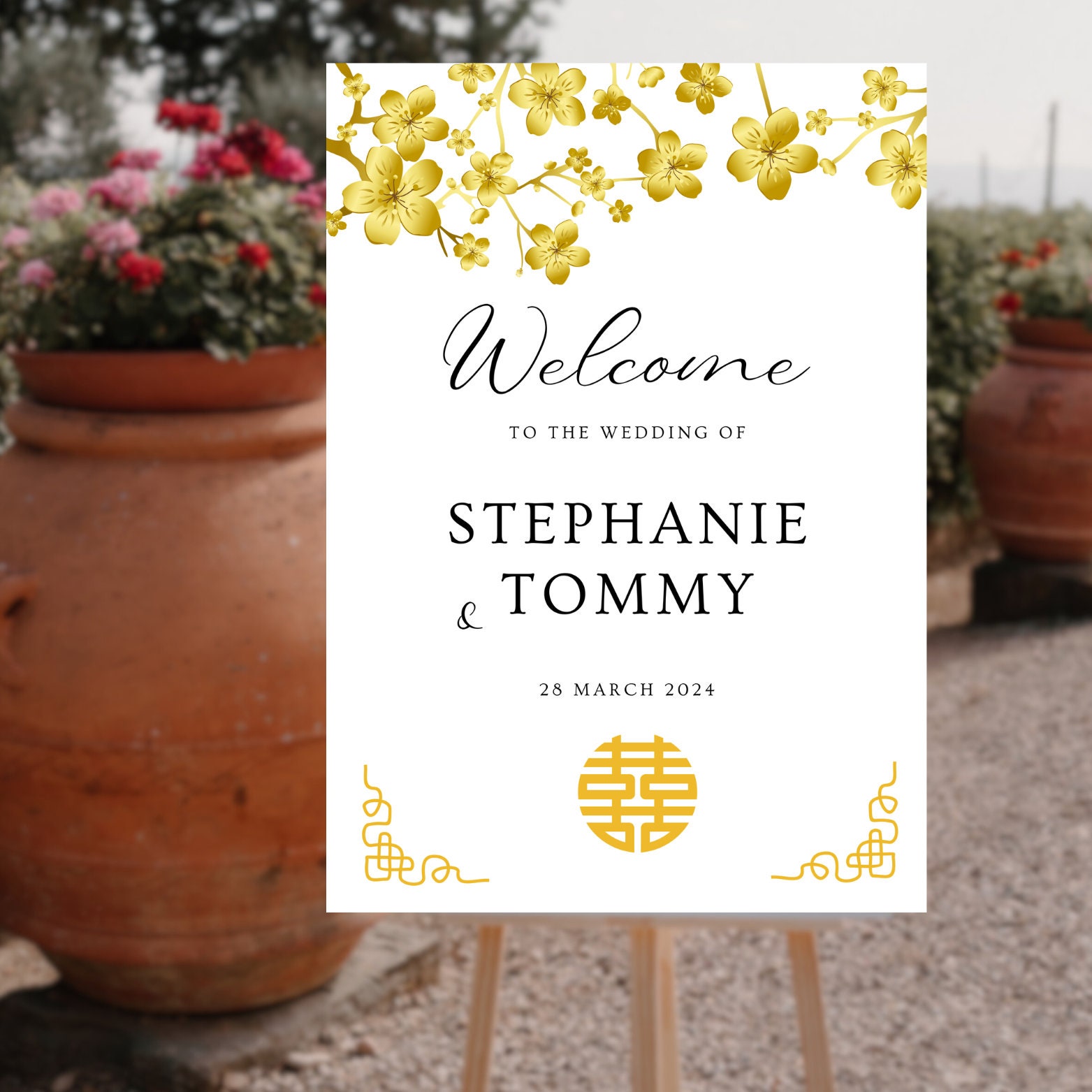Chinese Wedding Welcome Sign, Floral Template, Asian Wedding, Tea ...