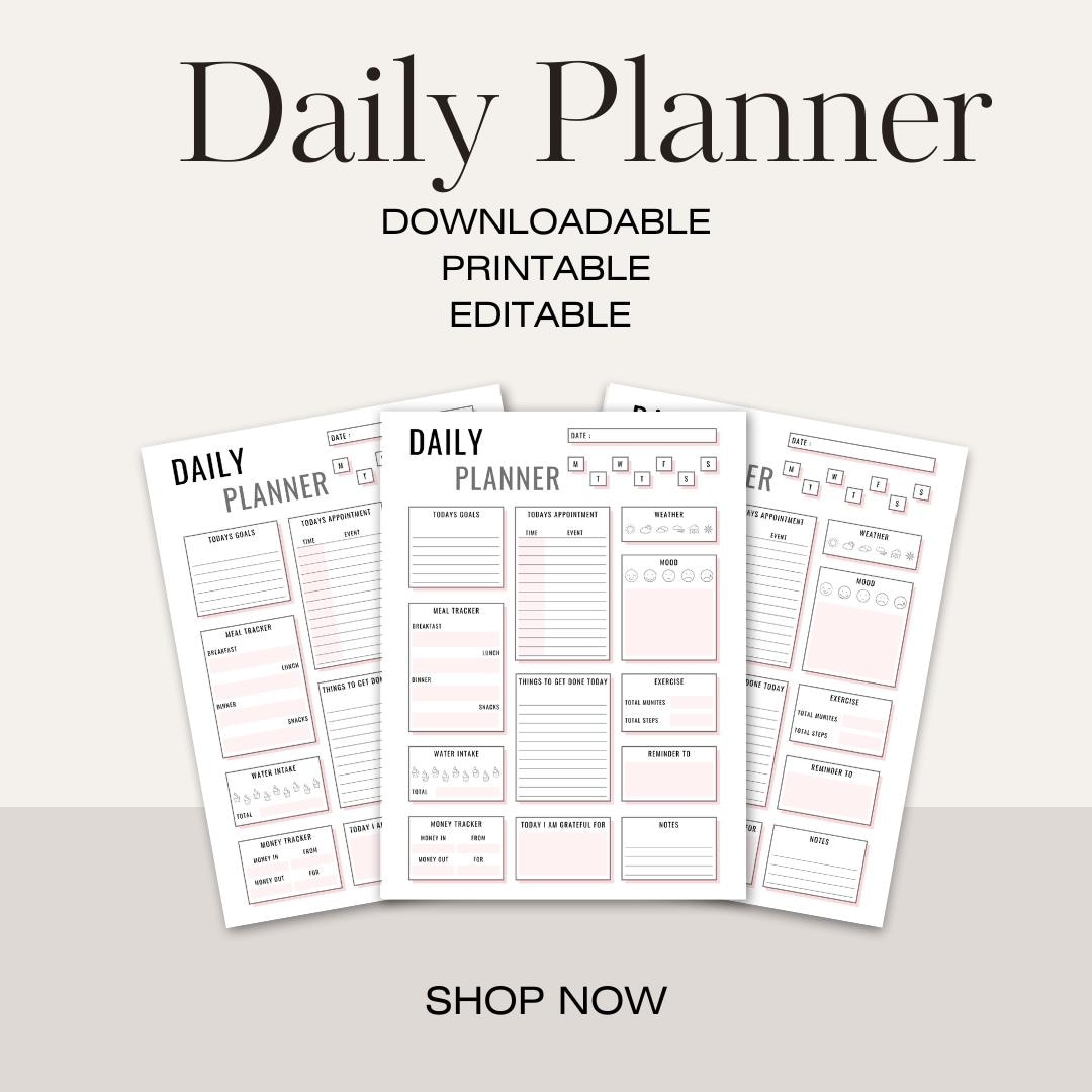 Pink Minimal and Elegant Daily Planner, Modern Personal Organizer for ...