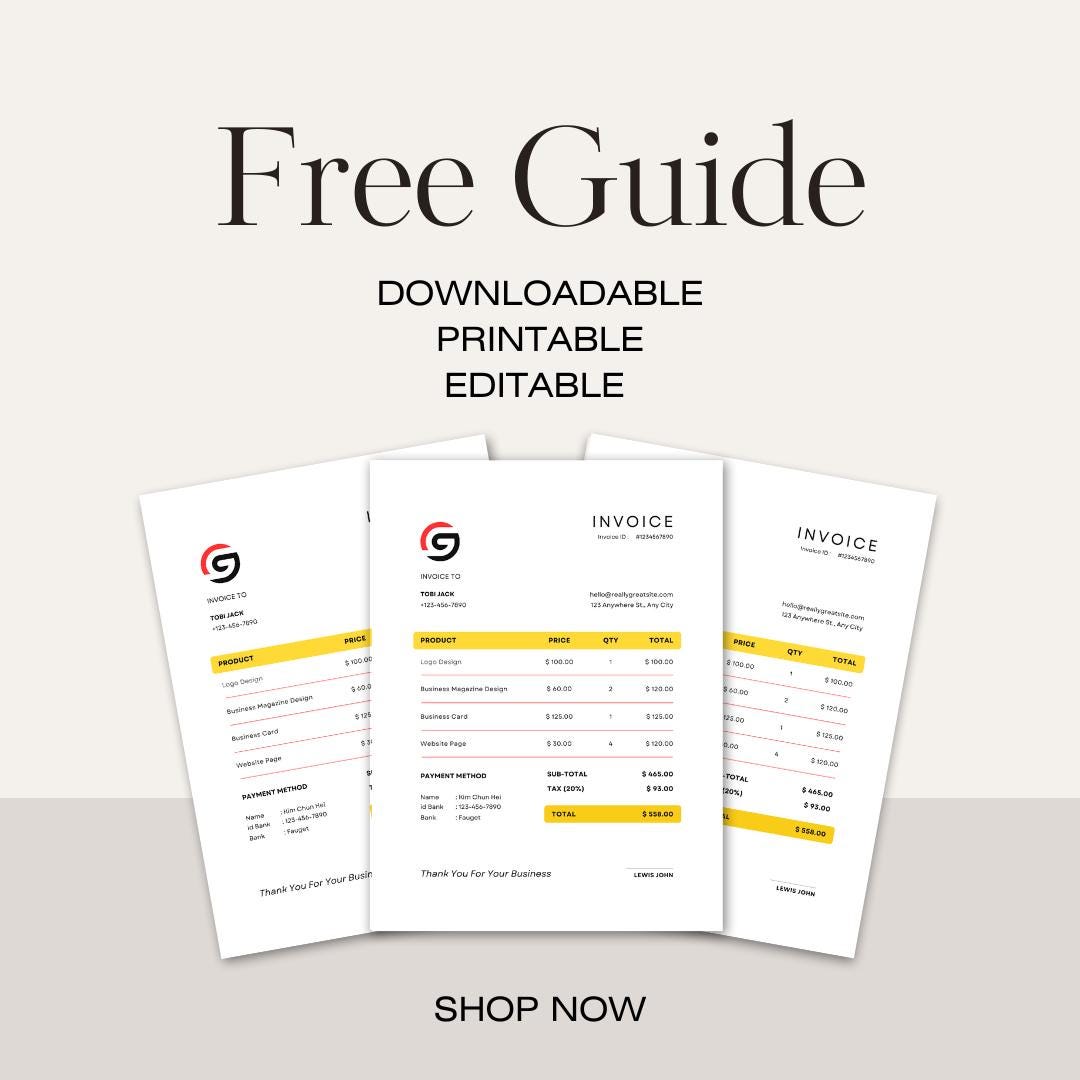 Clean Business Modern Invoice Template, Stylish Minimalist Billing ...