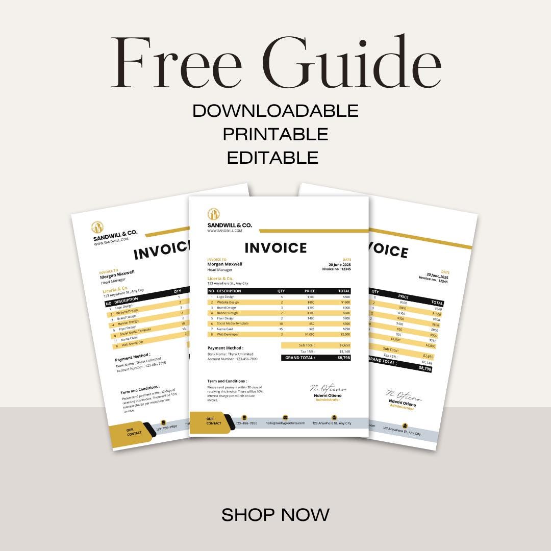 White Clean Business Invoice Template, Minimalist Invoice Design for ...