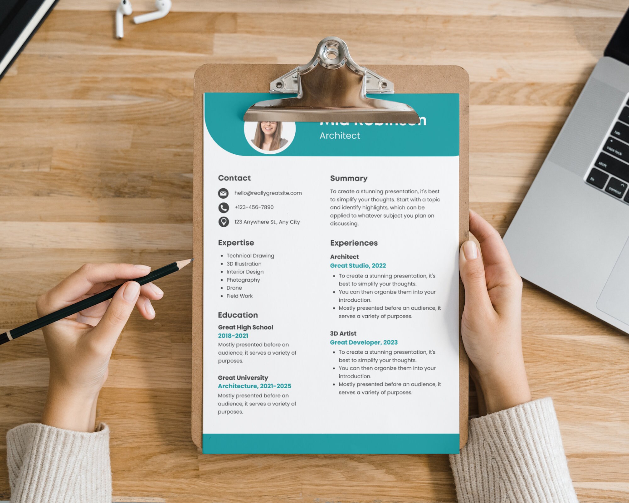 Creative Architect CV Template || Printable Resume || DIY Editable ...