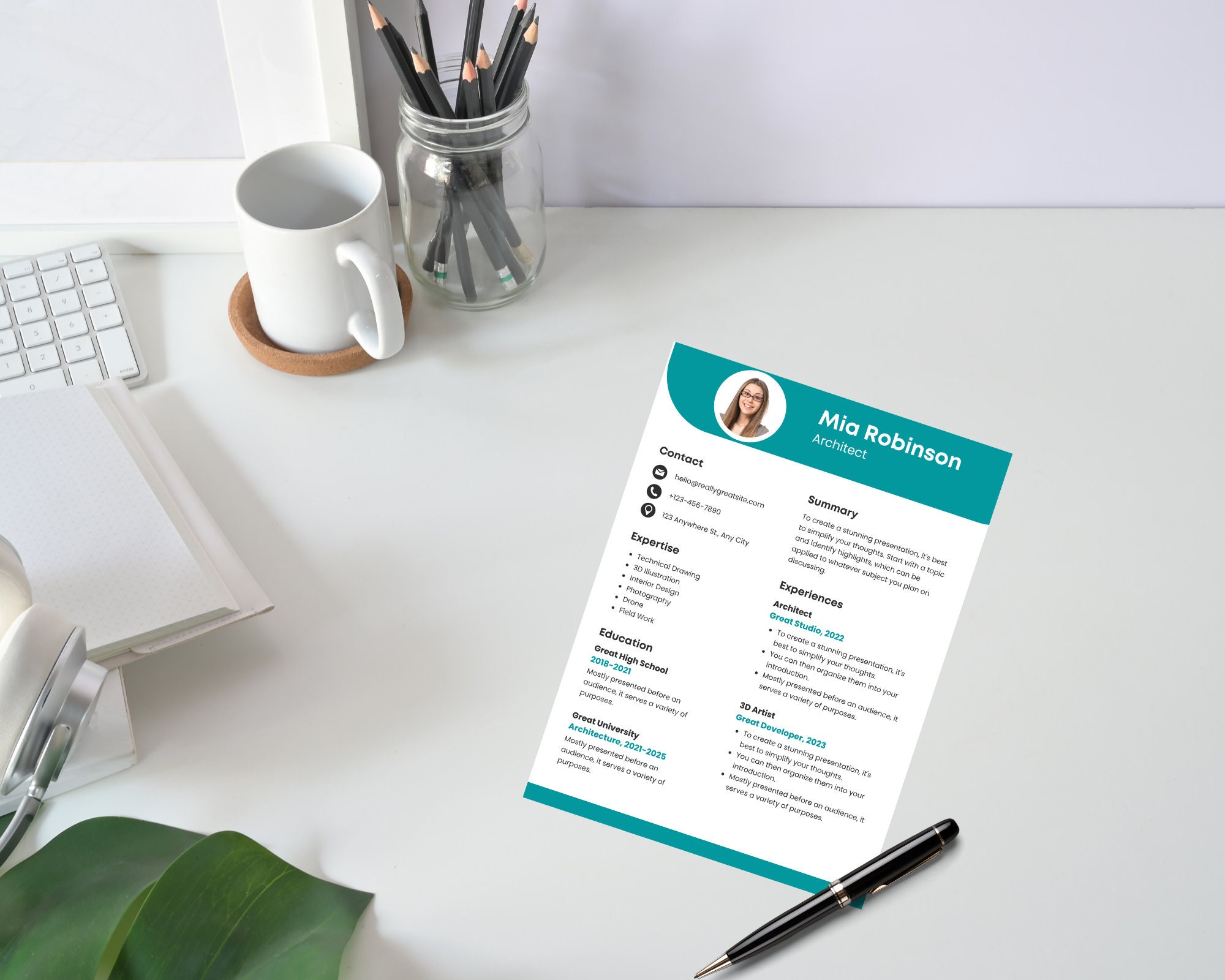 Creative Architect CV Template || Printable Resume || DIY Editable ...
