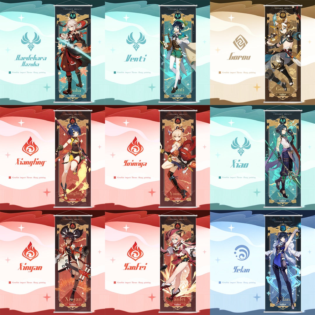 Genshin Impact Wall Scroll, Genshin Poster, Genshin Banner Scroll ...