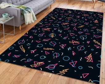 Retro Arcade Carpet, Colorful Trippy Area Rug, 80s 90s Accent Floor Mat ...