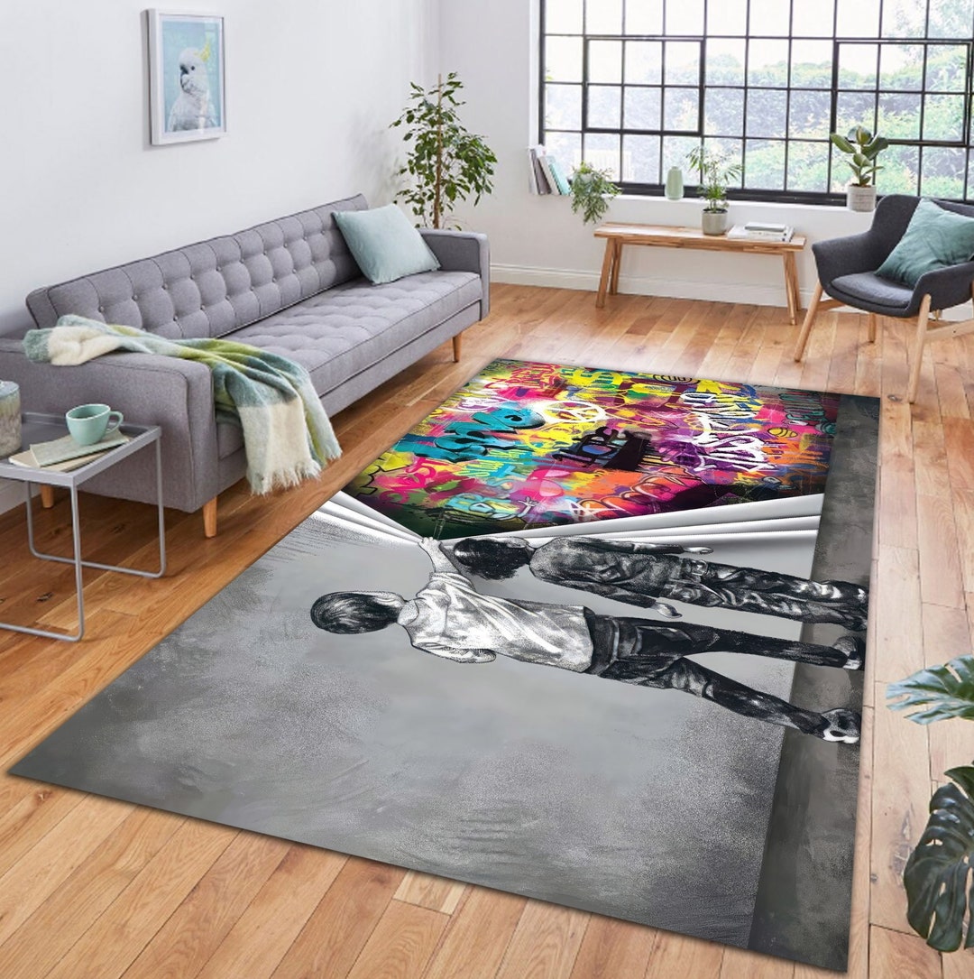 Banksy Behind the Curtain Rugs,graffiti Rug,cool Rug Trendy Rug, Banksy ...