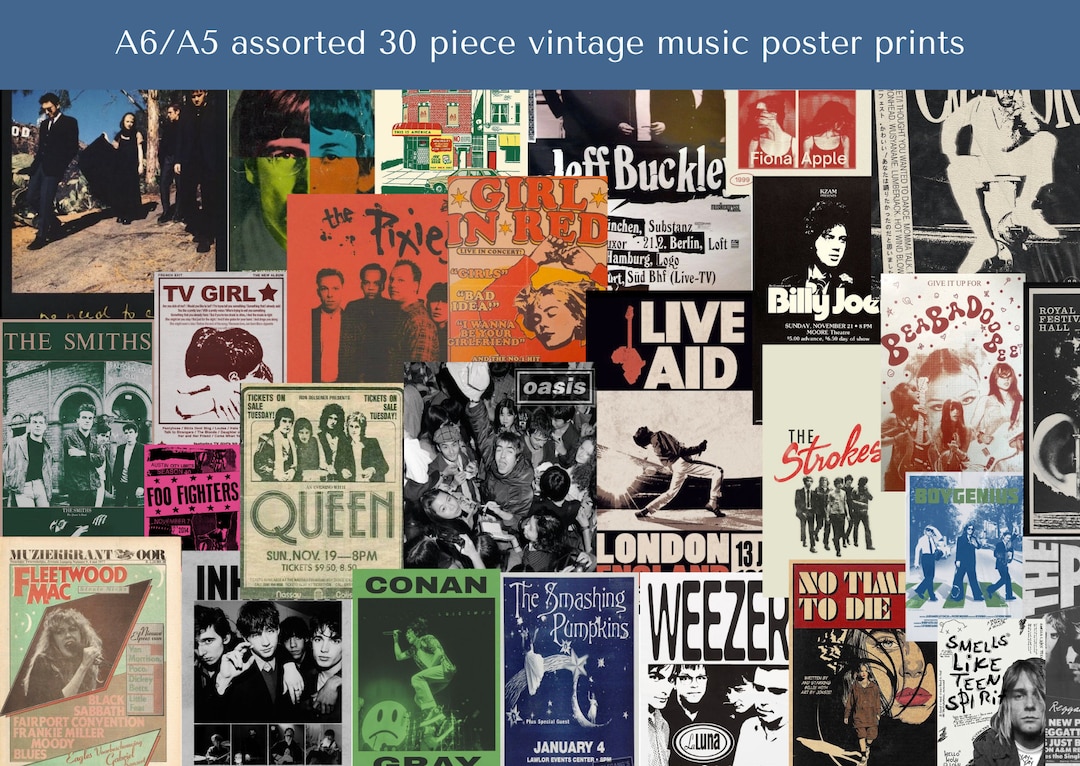 30 Piece Assorted Vintage Music Poster Prints - Etsy