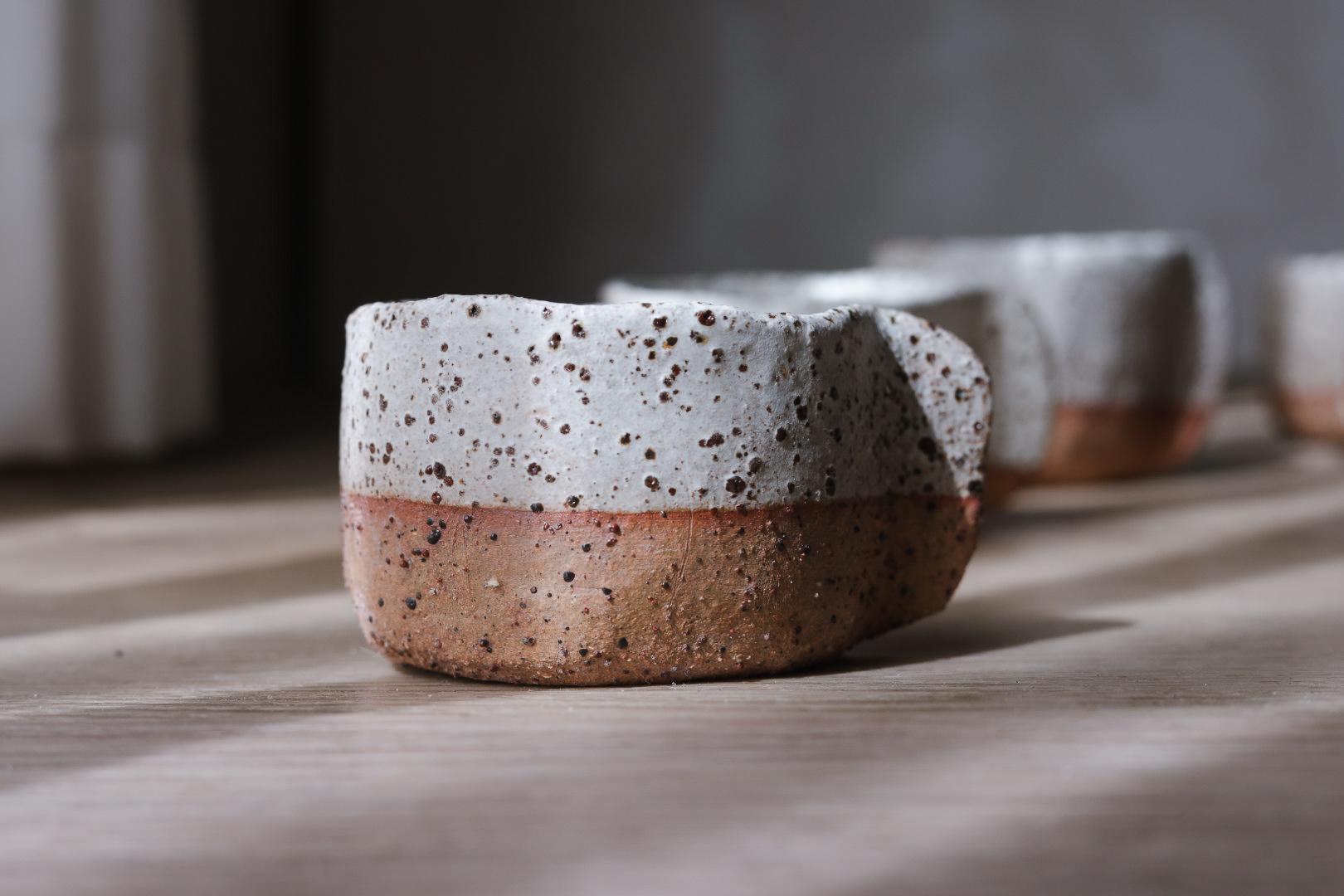 Ceramic Handmade Espresso Cups - Rustic Raw Clay and Speckled White ...
