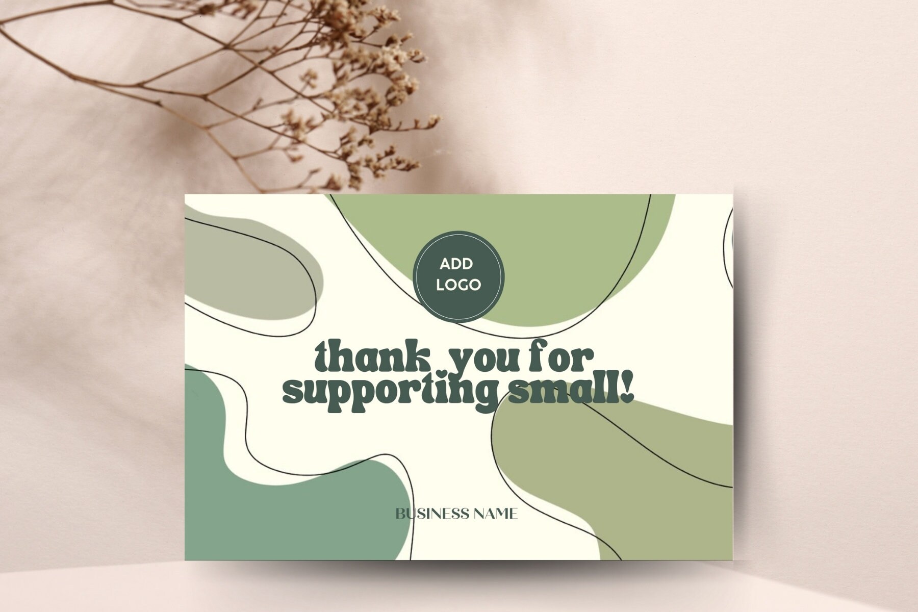 Square Thank You Card Template, Printable Business Thank You Boho ...