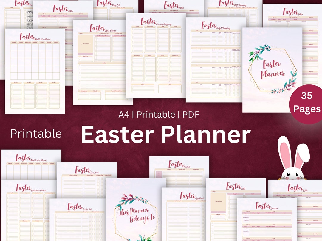 Rose Printable Easter Planner, Easter Planner to Download and Print ...