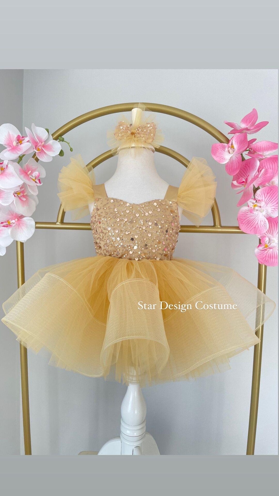 Gold Baby Dress.gold Girls Dress.gold Beaded Dress for Girls,sparkly ...