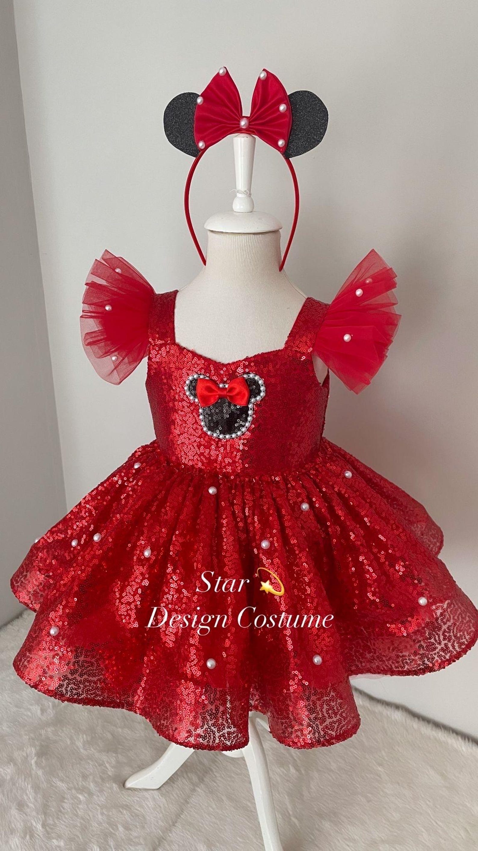 Red Minnie Mause Dress, Minnie Mouse Costume, Red Dress, Red Minnie ...