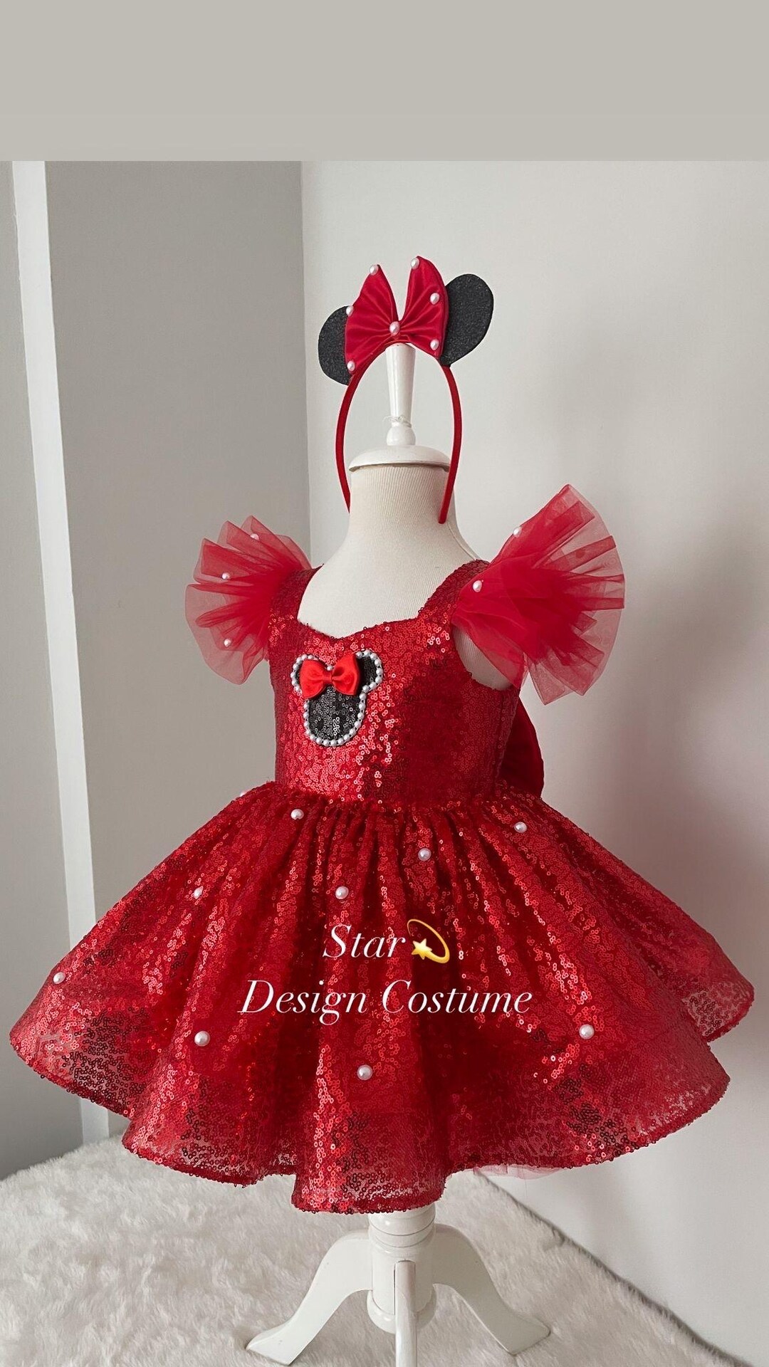 Red Minnie Mause Dress, Minnie Mouse Costume, Red Dress, Red Minnie ...