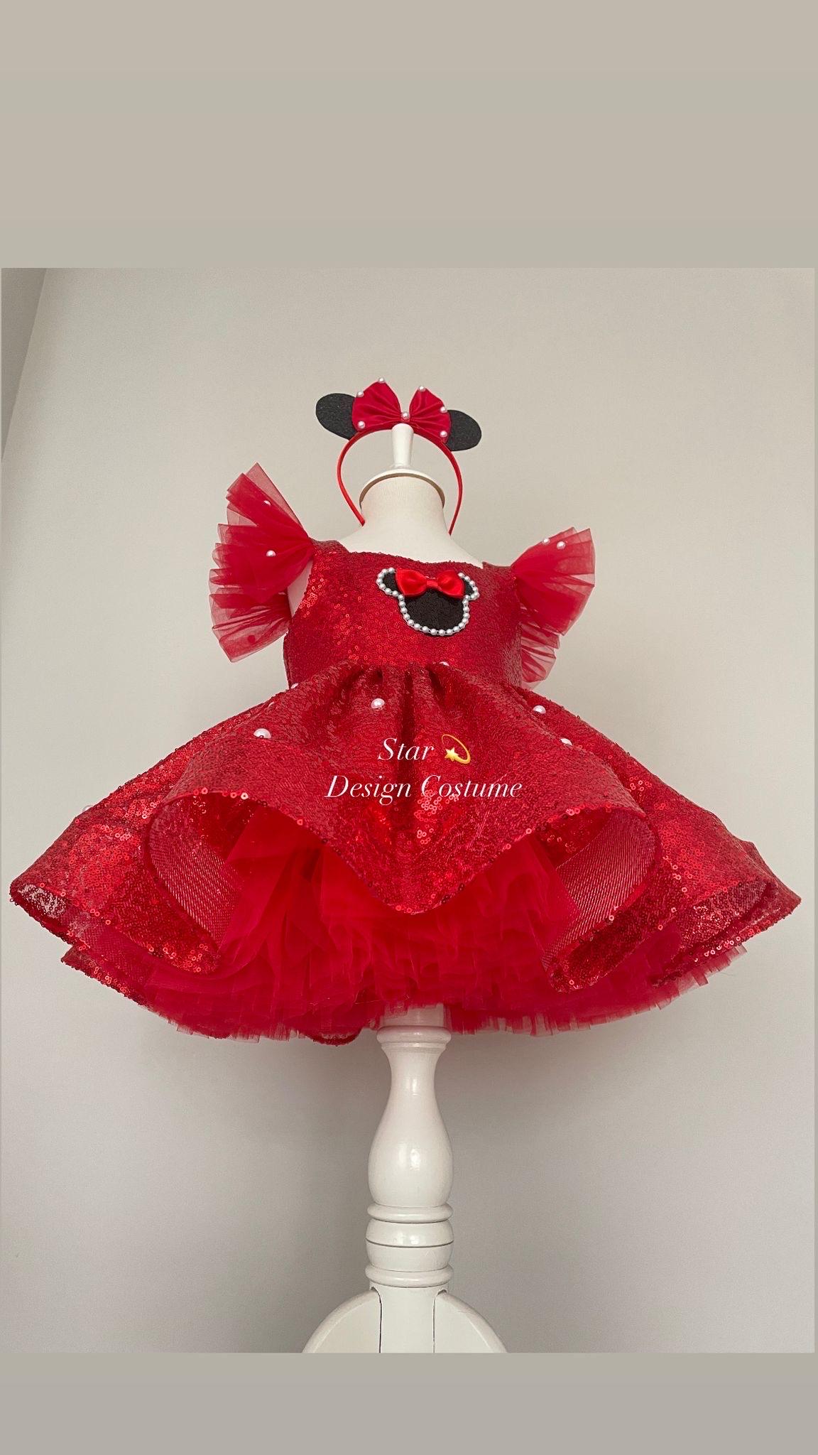 Red Minnie Mause Dress, Minnie Mouse Costume, Red Dress, Red Minnie ...